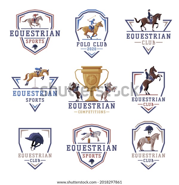 Equestrian Sports Logo Design Set Jockey Stock Vector (Royalty Free ...