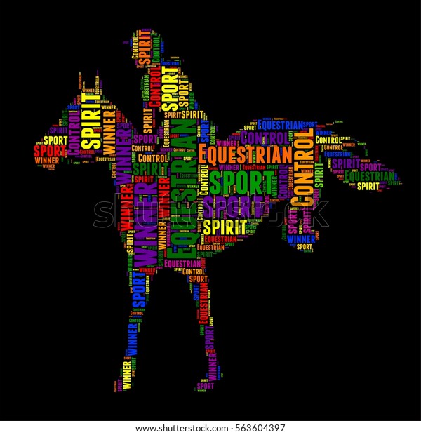 Equestrian Typography Word Cloud Colorful Vector Stock Vector (Royalty ...