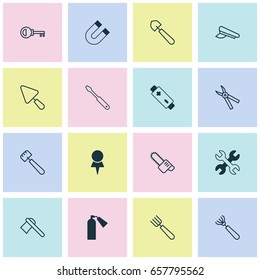 Equipment Icons Set Collection Cop Cap Stock Vector (Royalty Free ...