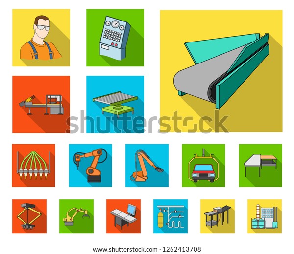 Equipment Machine Flat Icons Set Collection Stock Vector (Royalty Free ...