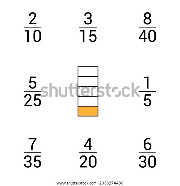 Equivalent Fractions Chart One Fifth Stock Vector (Royalty Free ...