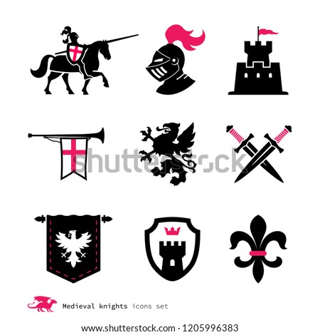 Era Chivalry Icons Attributes Middle Ages Stock Vector (Royalty Free ...