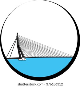 Erasmus Bridge Rotterdam Vector Icon Stock Vector (Royalty Free) 742523713