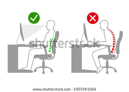 Ergonomics Silhouette Correct Incorrect Sitting Posture Vector de stock ...