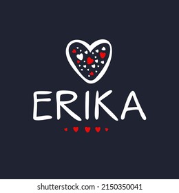 Erika Calligraphy Female Name Vector Illustration Stock Vector (Royalty ...
