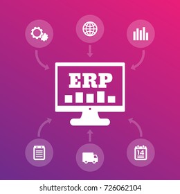 Erp System Icons Enterprise Resource Planning Stock Vector (Royalty ...