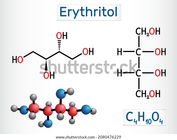 Erythritol Molecule Sugar Alcohol Polyol Food Stock Vector (Royalty ...