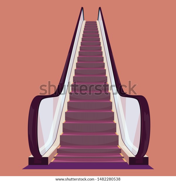 Escalator Isolated Flat Style Cartoon Stock Vector (Royalty Free ...