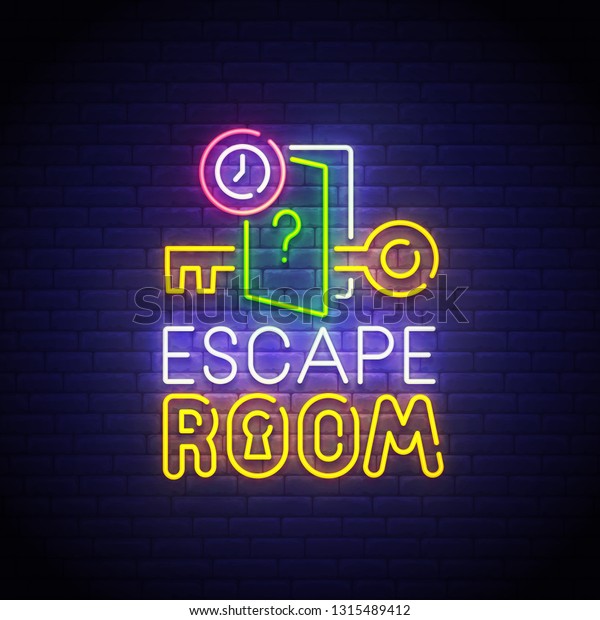 Escape Room Neon Sign Bright Signboard Stock Vector (Royalty Free ... Escape Room Neon Sign Bright Signboard Stock Vector (Royalty Free ...