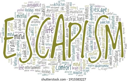 Escapism Vector Illustration Word Cloud Isolated Stock Vector (Royalty ...