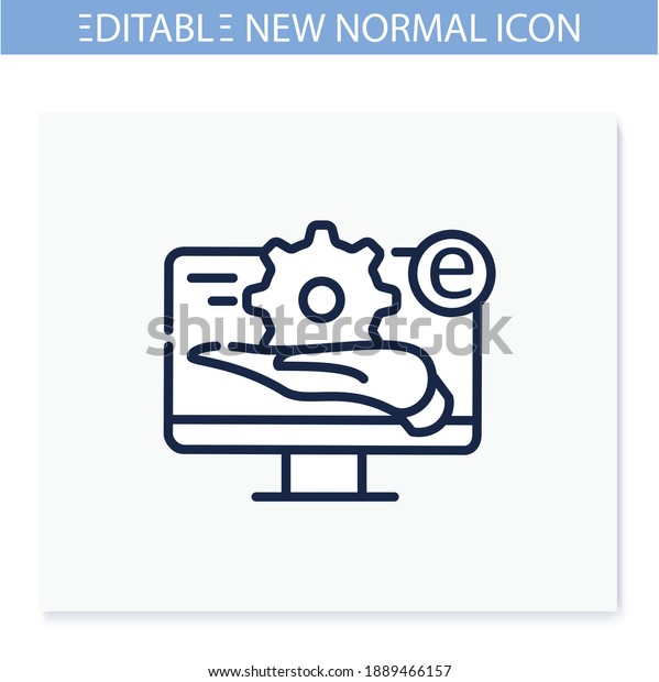 Eservices Line Icon New Normal Concept Stock Vector (Royalty Free ...