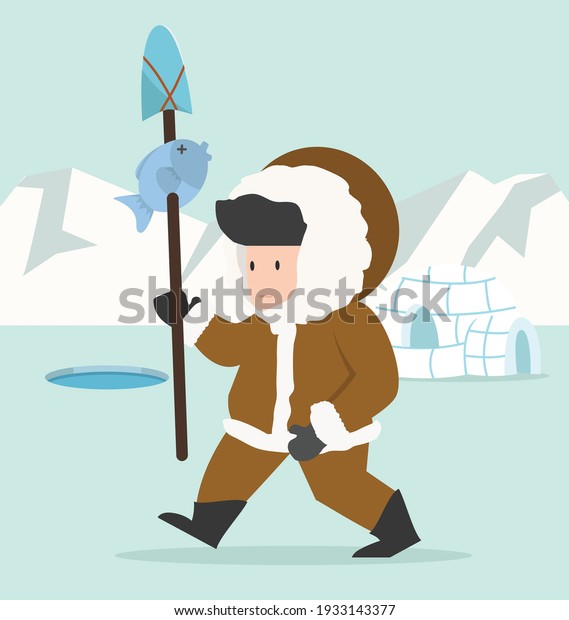 Eskimo Fishing Igloo Ice House: เวกเตอร์สต็อก (ปลอดค่าลิขสิทธิ์ ...