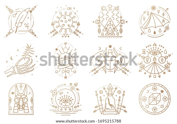 Esoteric Symbols Vector Outline Icon Alchemy 库存矢量图（免版税）1695215788