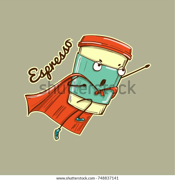 Espresso Coffee Cup Superhero Character Vector Stock Vector (Royalty ...