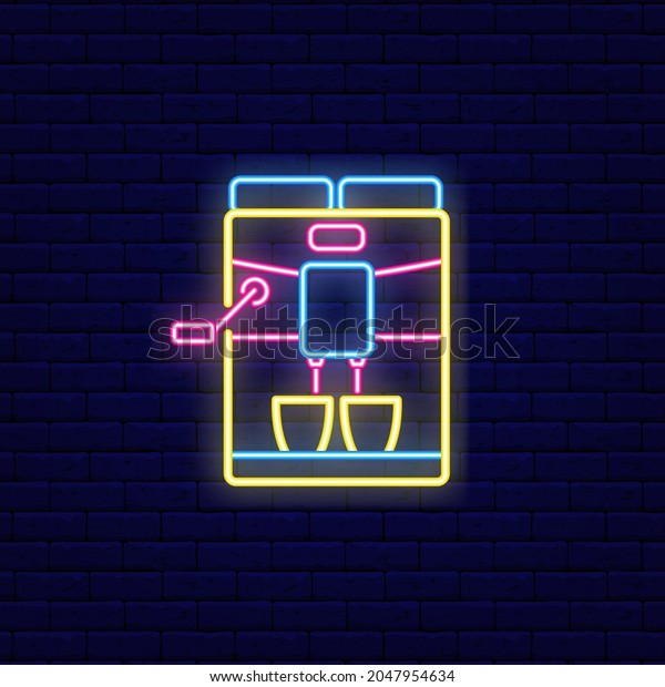 Espresso Coffee Machine Neon Light Icon Stock Vector (Royalty Free ...