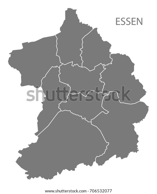 Essen City Map Boroughs Grey Illustration Stock Vector (Royalty Free ...