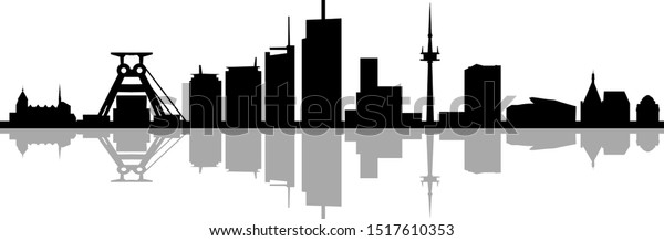 Essen Skyline City Vector Silhouette Stock Vector (Royalty Free ...