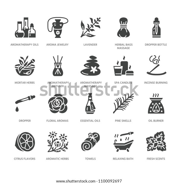 Essential Oils Aromatherapy Vector Flat Glyph 스톡 벡터(로열티 프리) 1100092697 ...