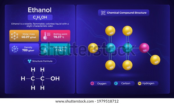 Ethanol Properties Chemical Compound Structure Stock Vector (Royalty ...