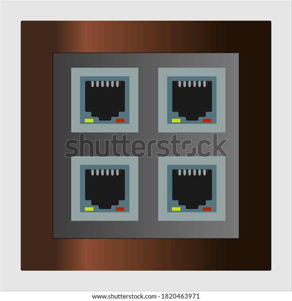 Ethernet Wall Plate 4 Port Internet Stock Vector (Royalty Free) 1820463971