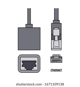 Ethernet Wire Computer Cable Icon Sketch: เวกเตอร์สต็อก (ปลอดค่า ...