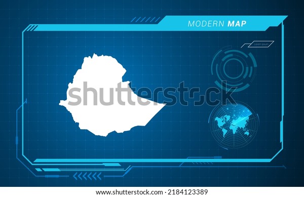 Mapa etíope de marco digital azul: vector de stock (libre de regalías ...