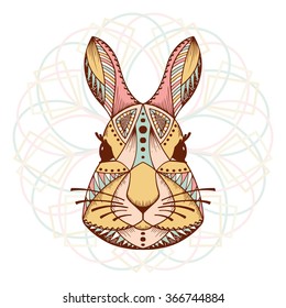 Ethnic Animal Tribal Patterned Rabbit Bunny Stock Vector (Royalty Free ...
