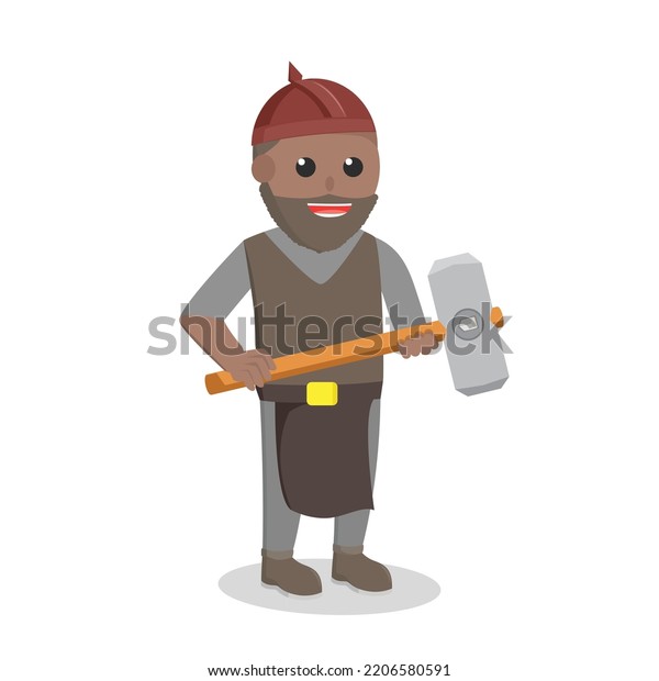Ethnic Dwarf Warrior African Hold Sledge Stock Vector (Royalty Free ...