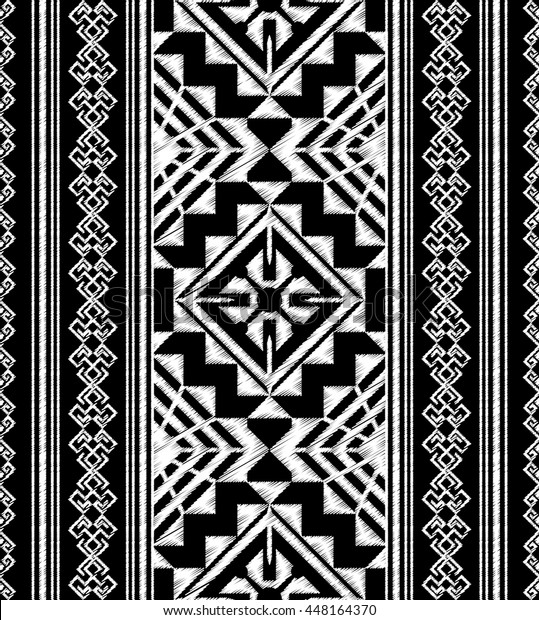 Ethnic Embroidery Doodle Pattern Tribal Seamless Stock Vector (Royalty ...