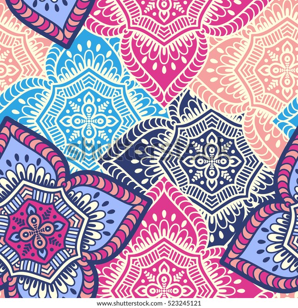 Ethnic Floral Seamless Pattern Stock Vector (Royalty Free) 523245121