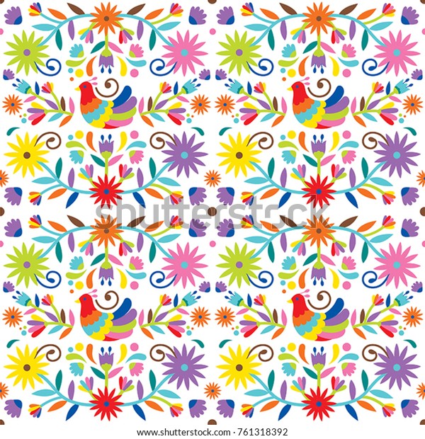 Ethnic Flower Pattern Inspired Traditional Mexican Stock Vector ...