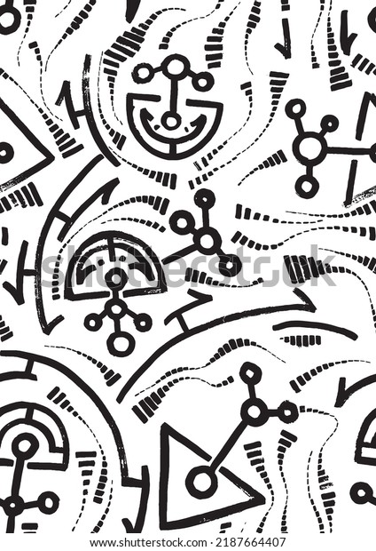 Ethnic Gothic Primitive Black White Hand Stock Vector (Royalty Free ...