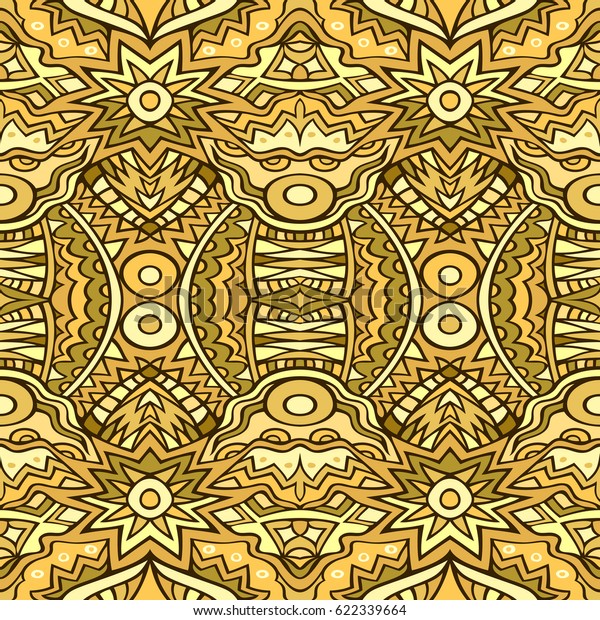 Ethnic Pattern Golden Colors Abstract Seamless Stock Vector (Royalty ...