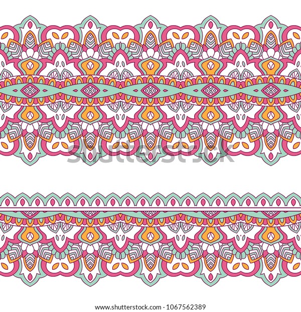 Ethnic Seamless Border Hand Drawn Vector Stock Vector (Royalty Free ...