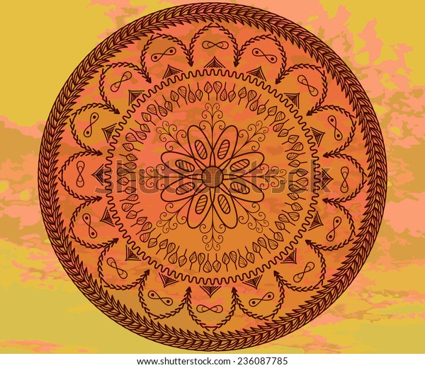 Ethnic Seamless Textures Round Ornamental Vector Stock Vector (Royalty ...