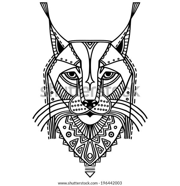 Ethnic Style Bobcats Head Vector Drawing Stock Vector (Royalty Free ...