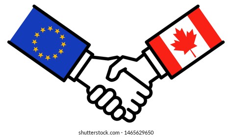 Ceta Handshake Canada Eu Flag Comprehensive Stock Vector (Royalty Free ...