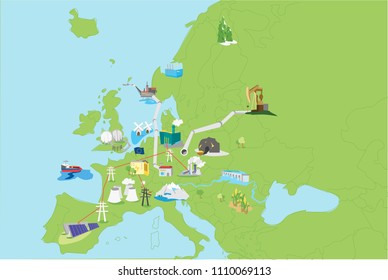 Eu Energy Map Illustration Stock Vector (Royalty Free) 1110069113