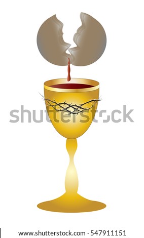 Vetor stock de Eucharist Symbol Chalice Bleeding Host Bread (livre de ...