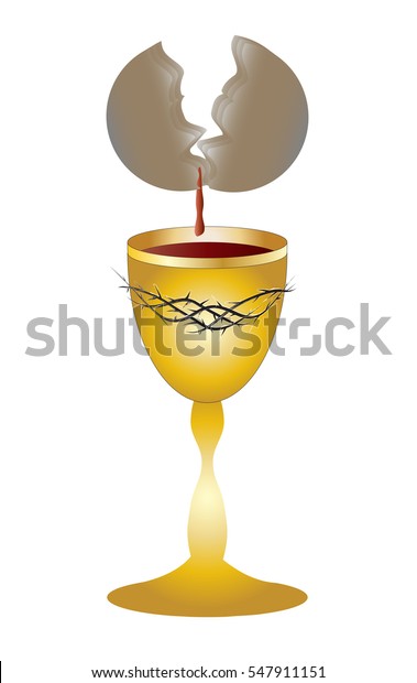 Eucharist Symbol Chalice Bleeding Host Bread: เวกเตอร์สต็อก (ปลอดค่า ...