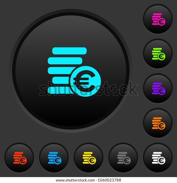 Euro Coins Dark Push Buttons Vivid Stock Vector (Royalty Free ...