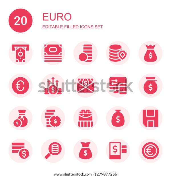 Euro Icon Set Collection 20 Filled Stock Vector (Royalty Free ...