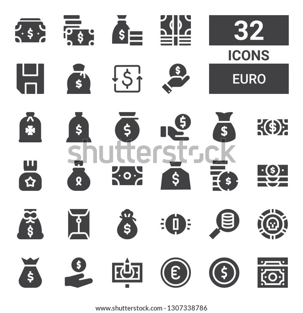 Euro Icon Set Collection 32 Filled Stock Vector (Royalty Free ...
