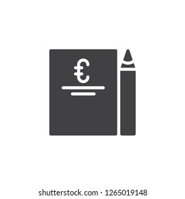 Euro Invoice Pen Vector Icon Filled Stock Vector (Royalty Free ...