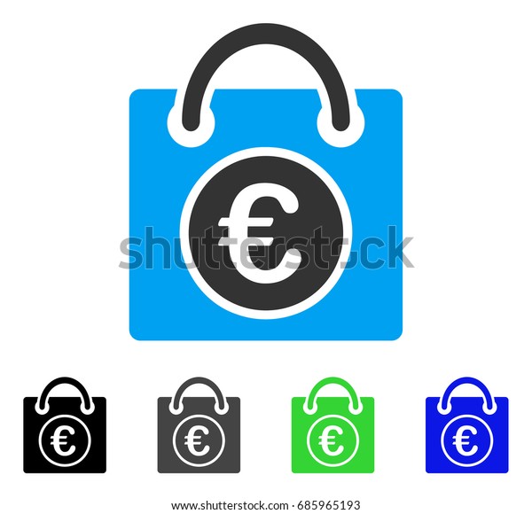 Euro Shopping Bag Flat Vector Illustration Stock Vector (Royalty Free ...