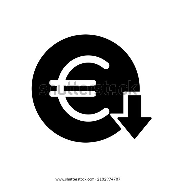 Euro Sign Arrow Down Rounded Black Stock Vector (Royalty Free ...