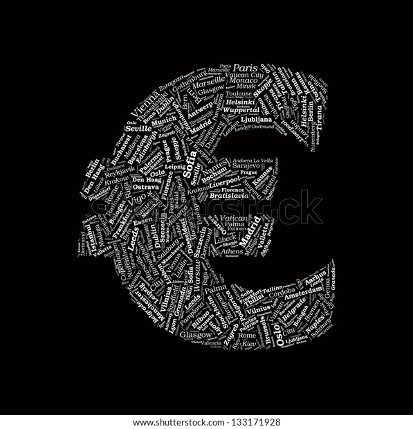 Euro Sign Shaped Vector Word Cloud Stock Vector (Royalty Free ...