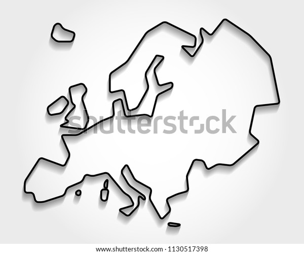 Europe Black Outline Map Shadow Concept Stock Vector (Royalty Free ...