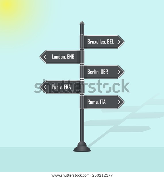 Europe Cities Crossroad Indicator Stock Vector (Royalty Free) 258212177 ...