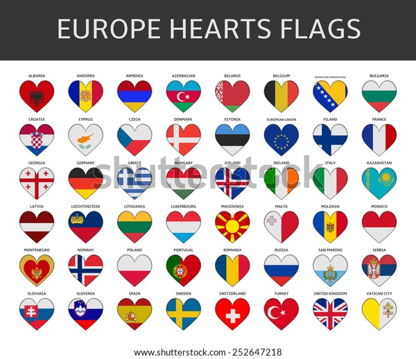 Europe Hearts Flags Vector Stock Vector (Royalty Free) 252647218 ...